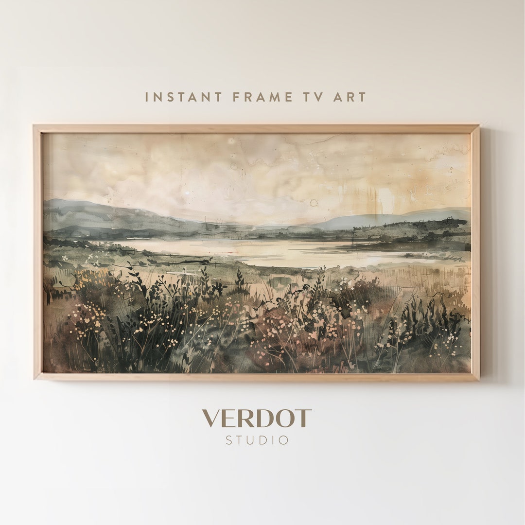 Spring Wildflower Frame TV Art, Vintage Style Summer Country Landscape ...