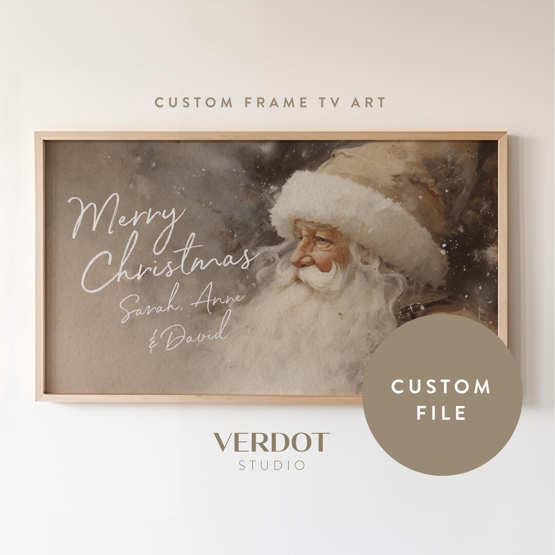 Custom Christmas Santa Frame Tv Art, Personalised Merry Christmas ...