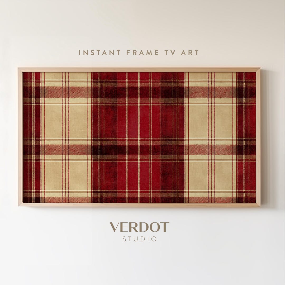 Red Plaid Christmas Frame Tv Art: Classic Christmas Decor Winter ...
