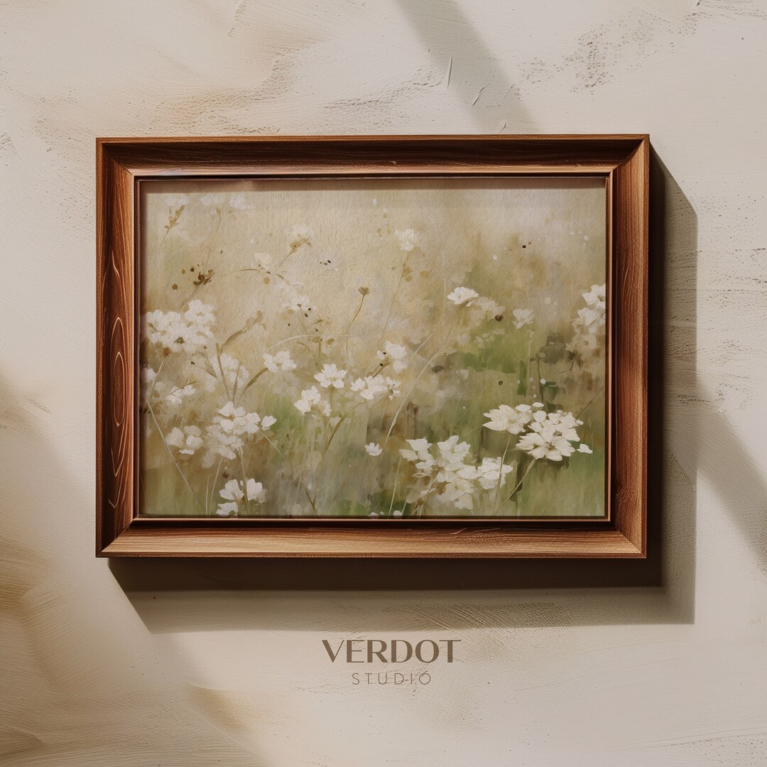 Vintage Spring Printable Wall Art, Wildflower Antique Oil Painting ...