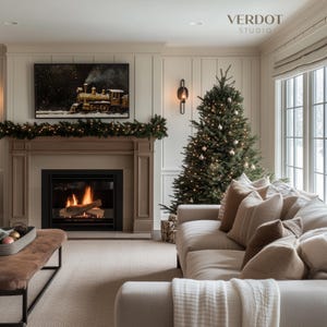 Gold Train Christmas Frame Tv Art, Vintage Christmas Tv Download ...