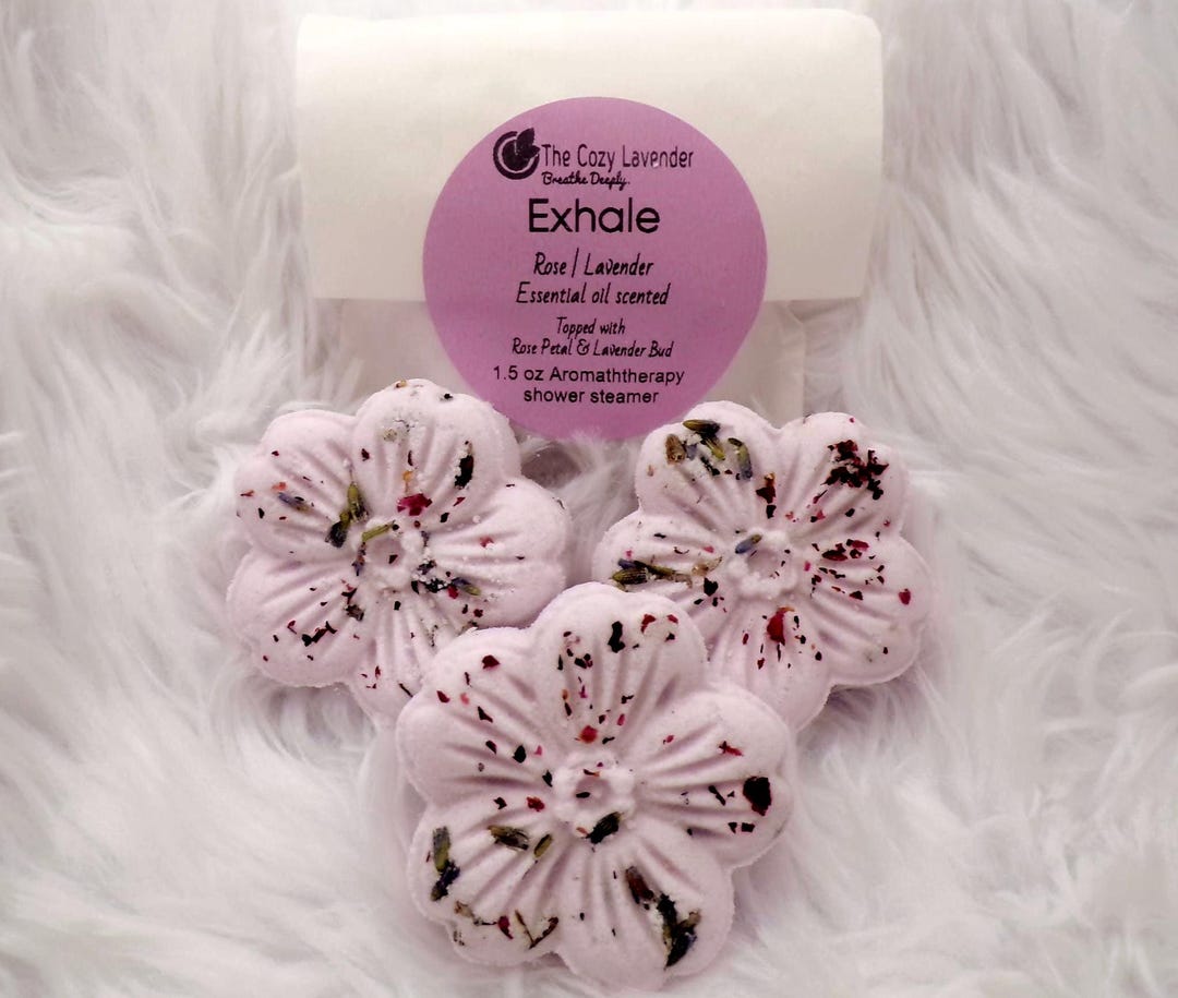 Exhale Shower Steamers | Lavender Rose Scent 1.5 OZ Stress Relief ...