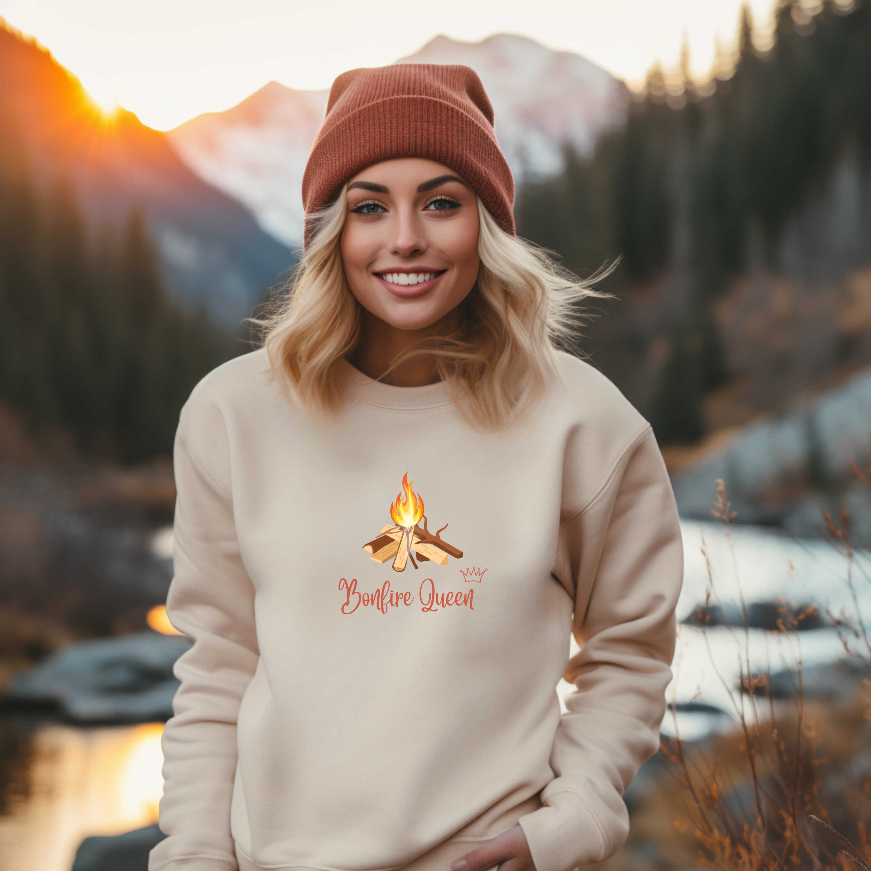 Bonfire Queen Shirt, Campfire Sweater, Campfire Winter Sweater, Outdoor ...