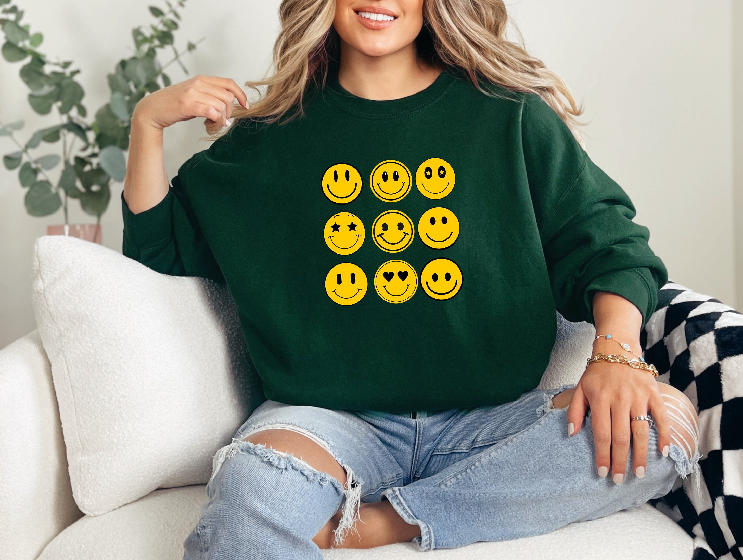 Sweater Smileys, Good Vibes Sweatshirt, Good Mood Shirt, Smiley Hoodie ...