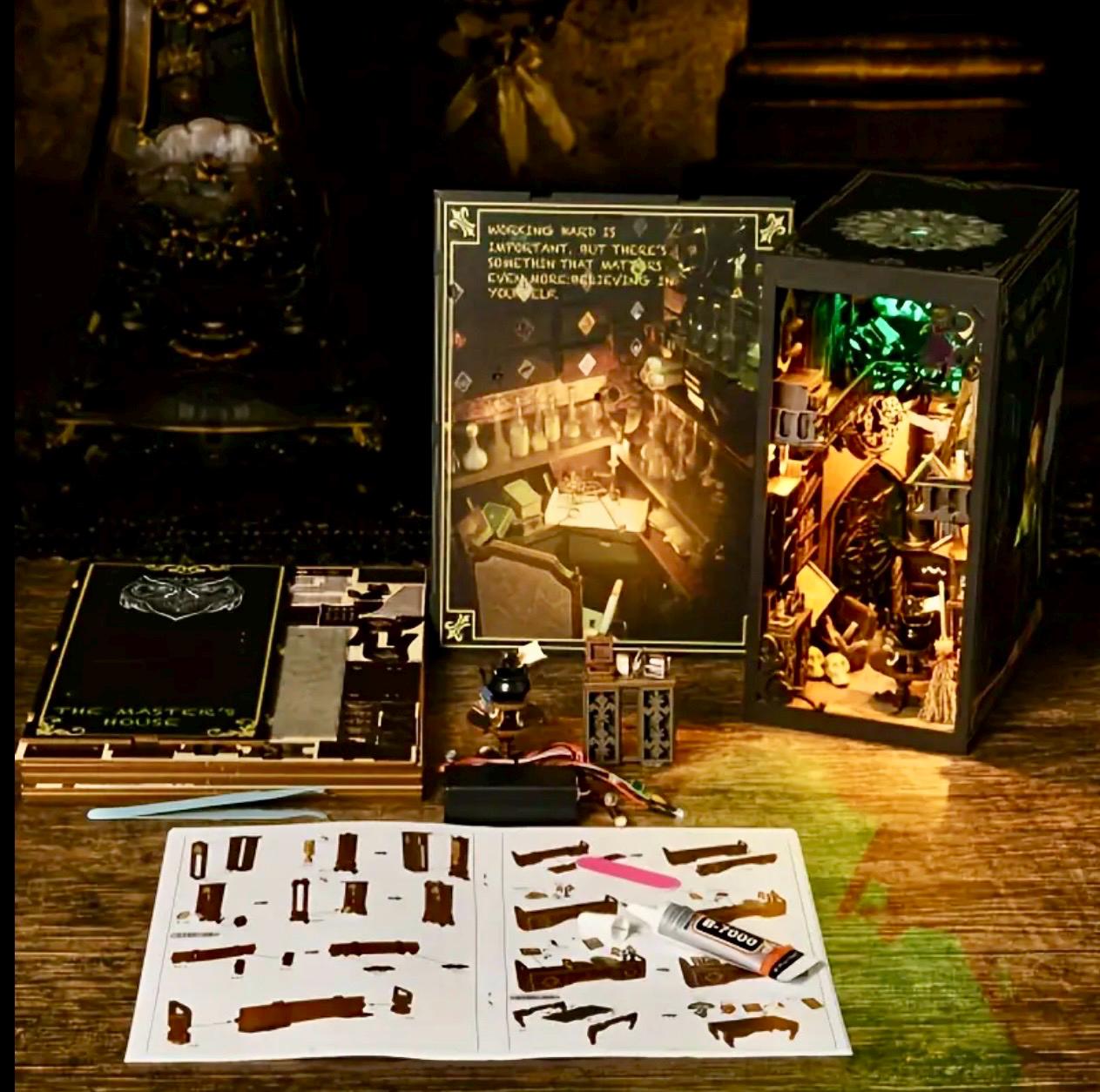 Wooden Book Nook Kit, Wooden Diorama Project, Model DIY Dollhouse ...