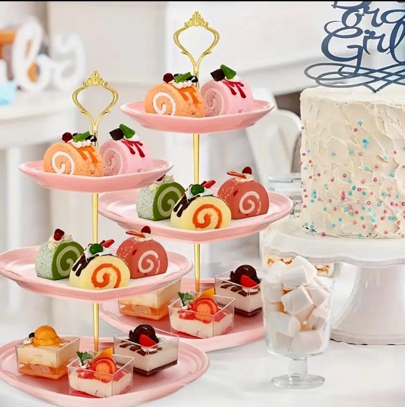 2 UNITS ) 3 Tier Heart-shaped Cake Stand, Durable, Dessert Display for ...