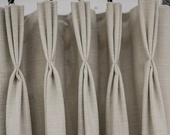 Custom Pinch Pleat Drapes or Curtain Panels in St. Germain 100% Linen ...