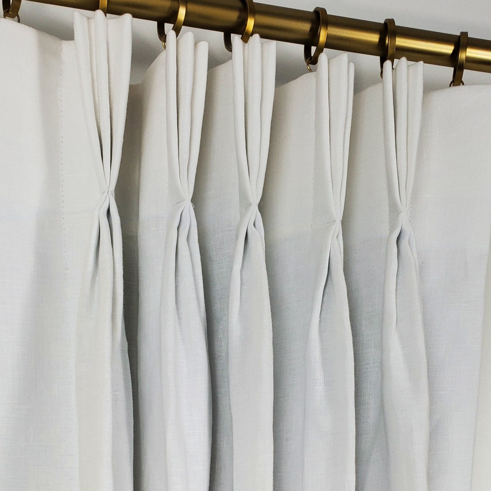 Custom Pinch Pleat Drapes or Curtain Panels in Nevada Optic White 100% ...
