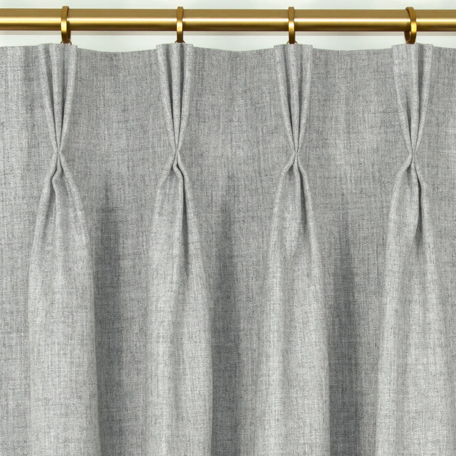 Custom Pinch Pleat Drapes or Curtain Panels in Logan Light Gray Linen ...