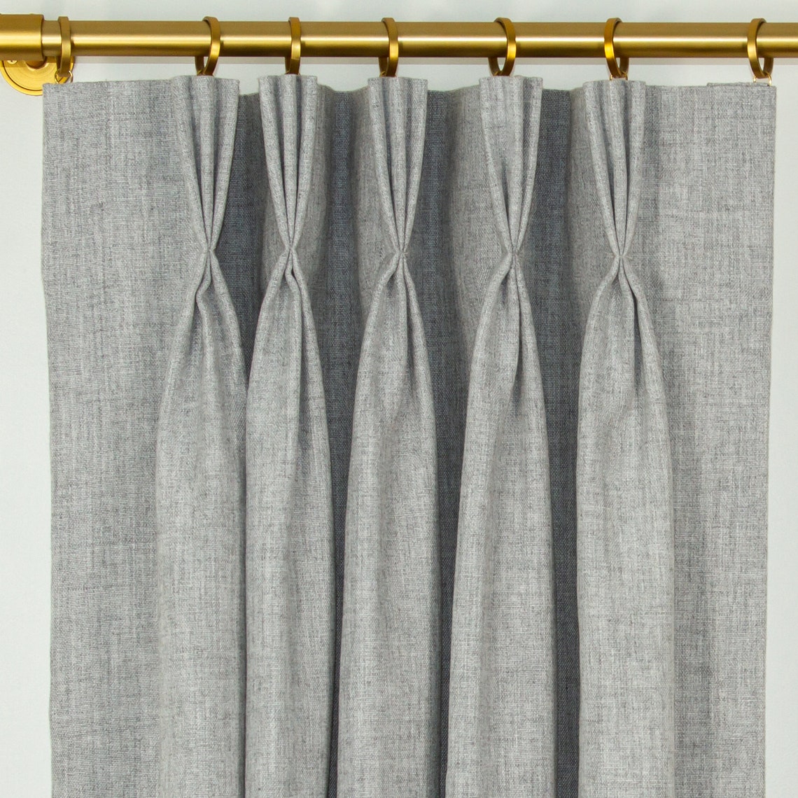 Custom Pinch Pleat Drapes or Curtain Panels in Logan Light Gray Linen ...