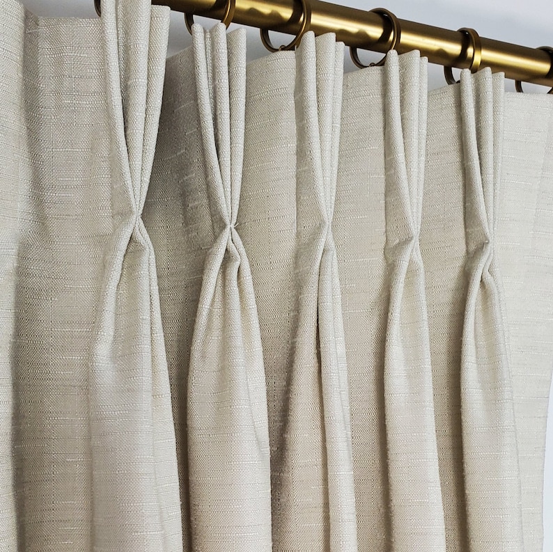 Custom Pinch Pleat Drapes or Curtain Panels in Destiny Dove Gray Faux ...