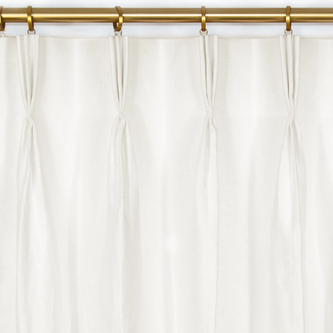 Custom Pinch Pleat Drapes or Curtain Panels in Nevada Ivory 100% Linen ...