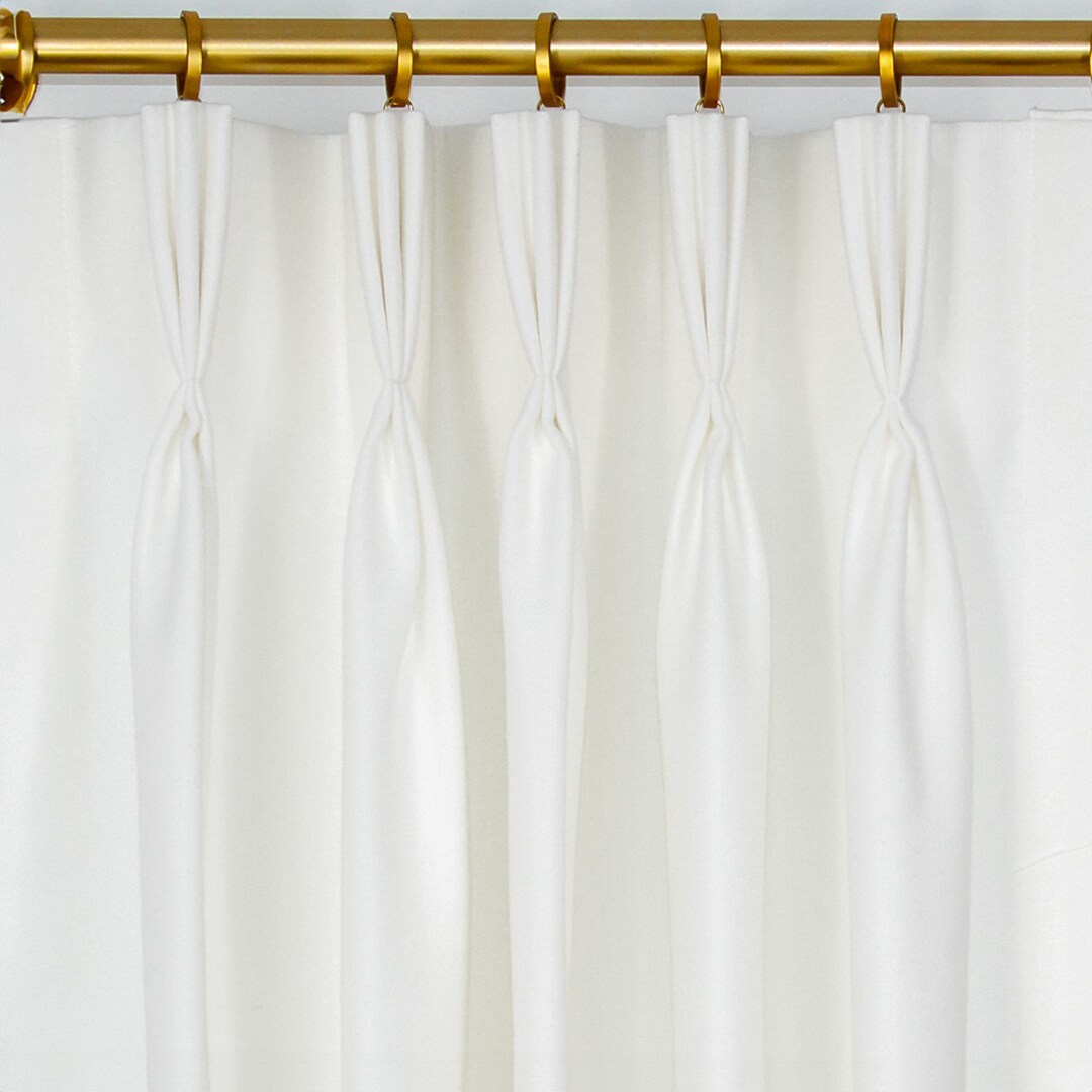 Custom Pinch Pleat Drapes or Curtain Panels in Logan White Linen-look ...