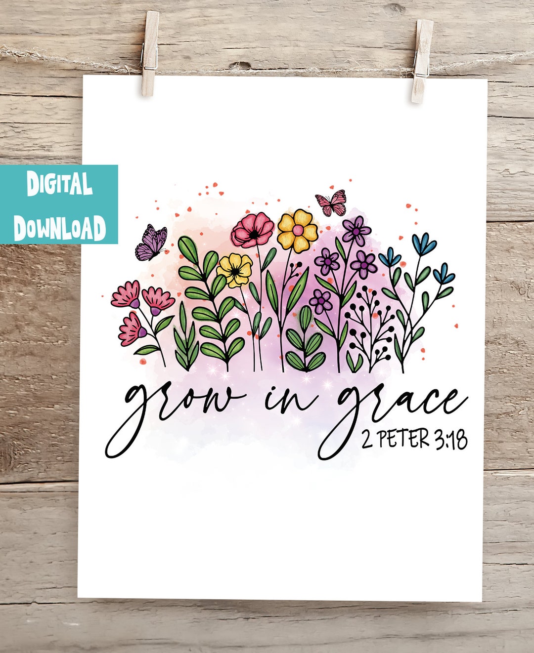 Grow in Grace - Christian -quotes -faith - PNG Digital Download ...