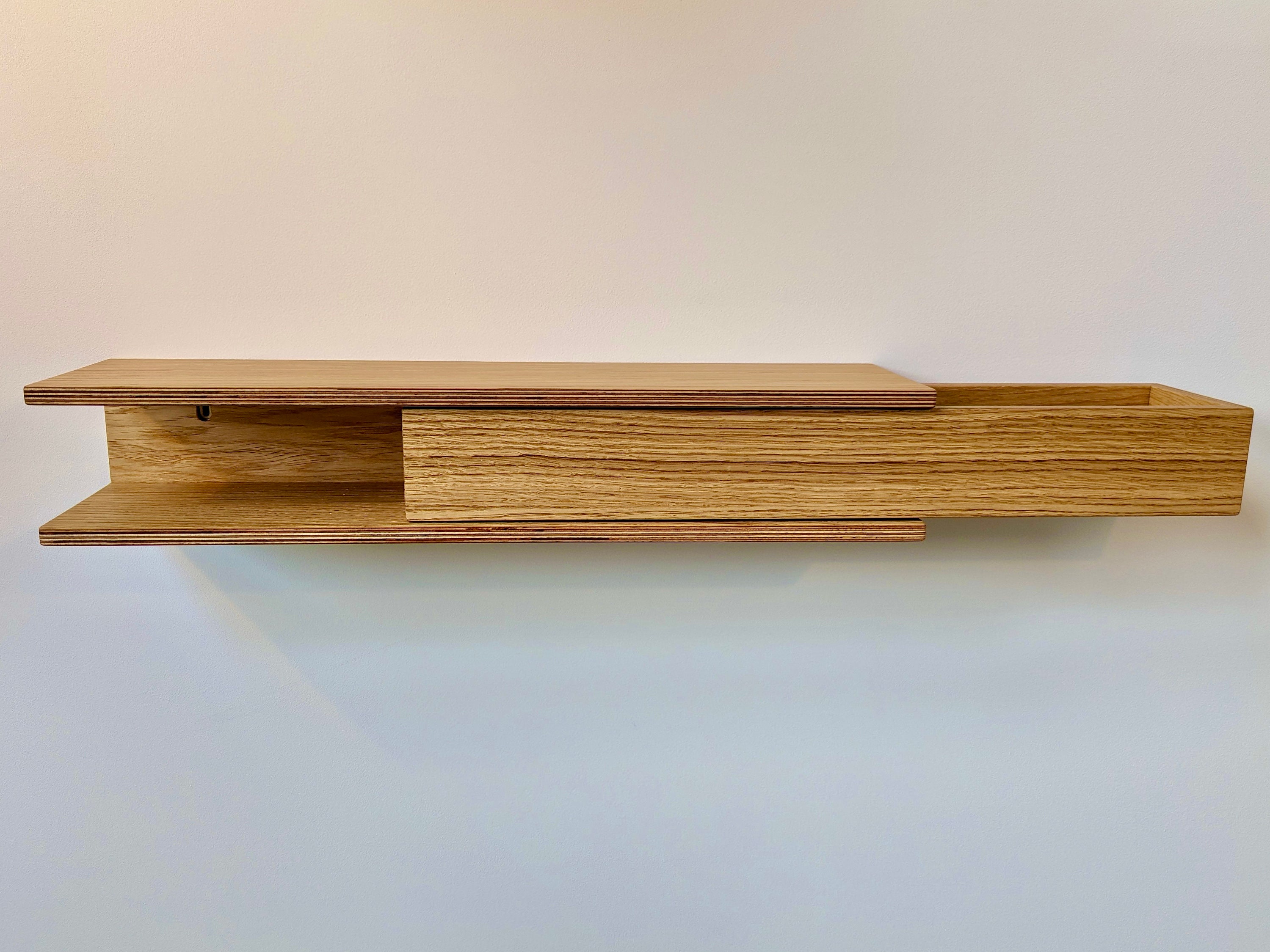 60cm Narrow Floating Drawer Console - Minimalist Wooden Entryway ...