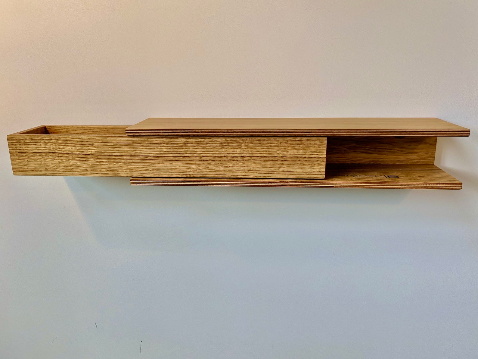 60cm Narrow Floating Drawer Console - Minimalist Wooden Entryway ...