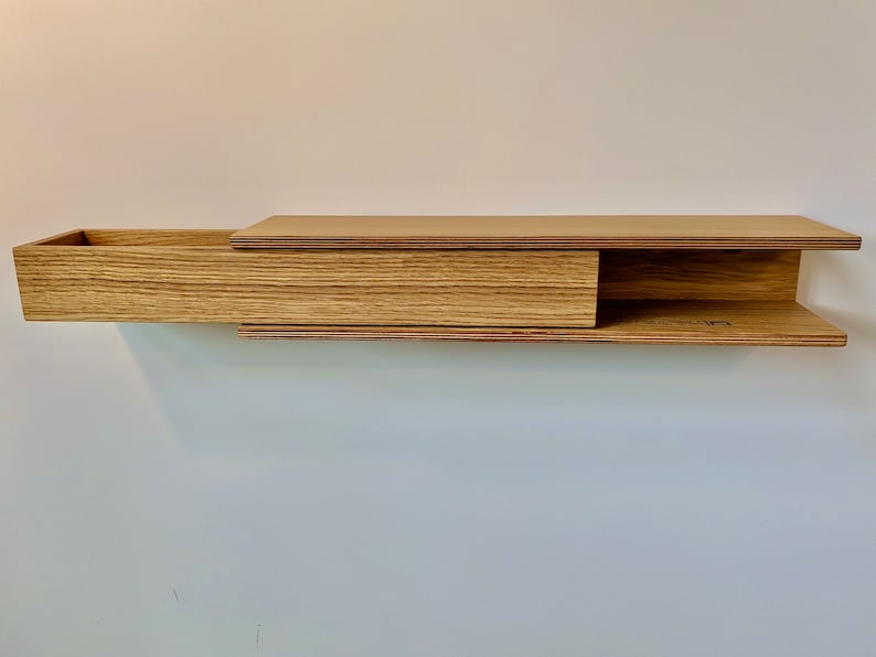 60cm Narrow Floating Drawer Console - Minimalist Wooden Entryway ...