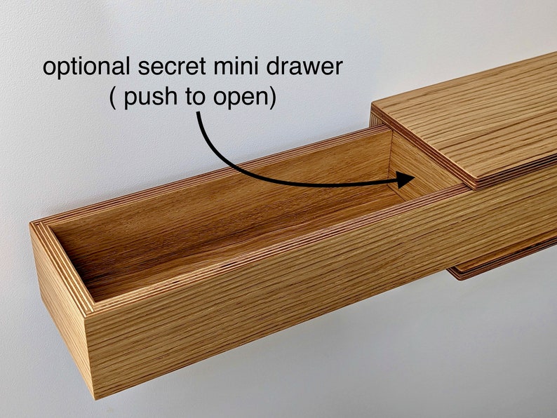 80cm Oak Entryway Organiser - Narrow Wall Hung Wooden Storage Drawer ...