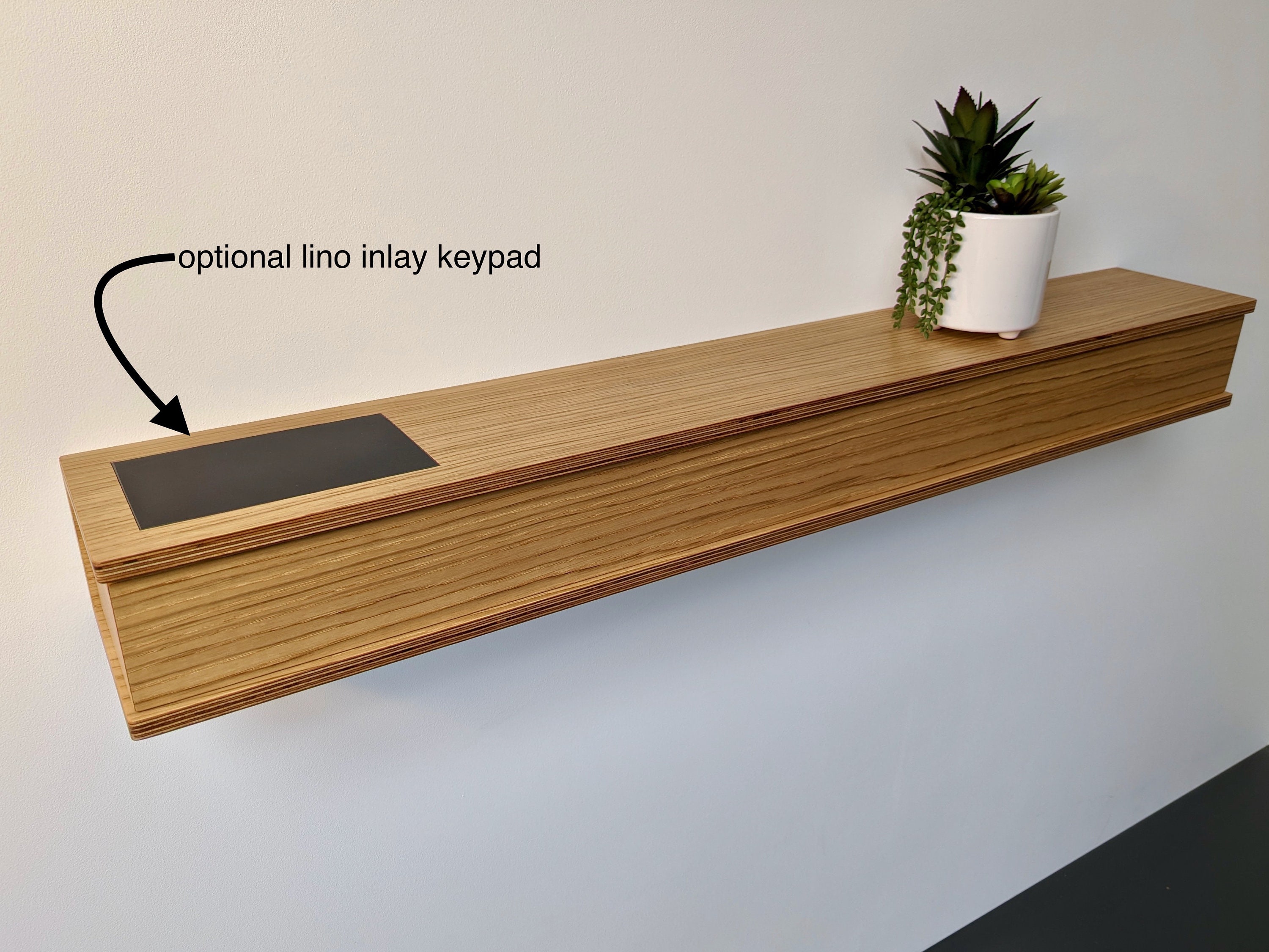 Oak Floating Shelf Drawer 100 Cm Narrow Console Contemporary Minimalist ...