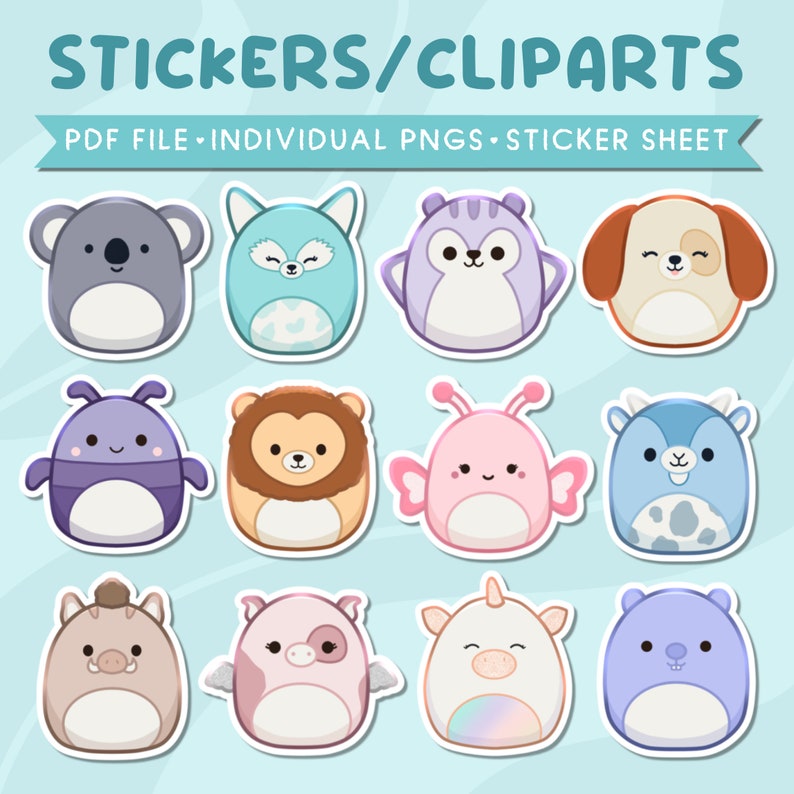 Squishmallows Sticker Set Printable Cute Squishmallows Sticker Sheet ...