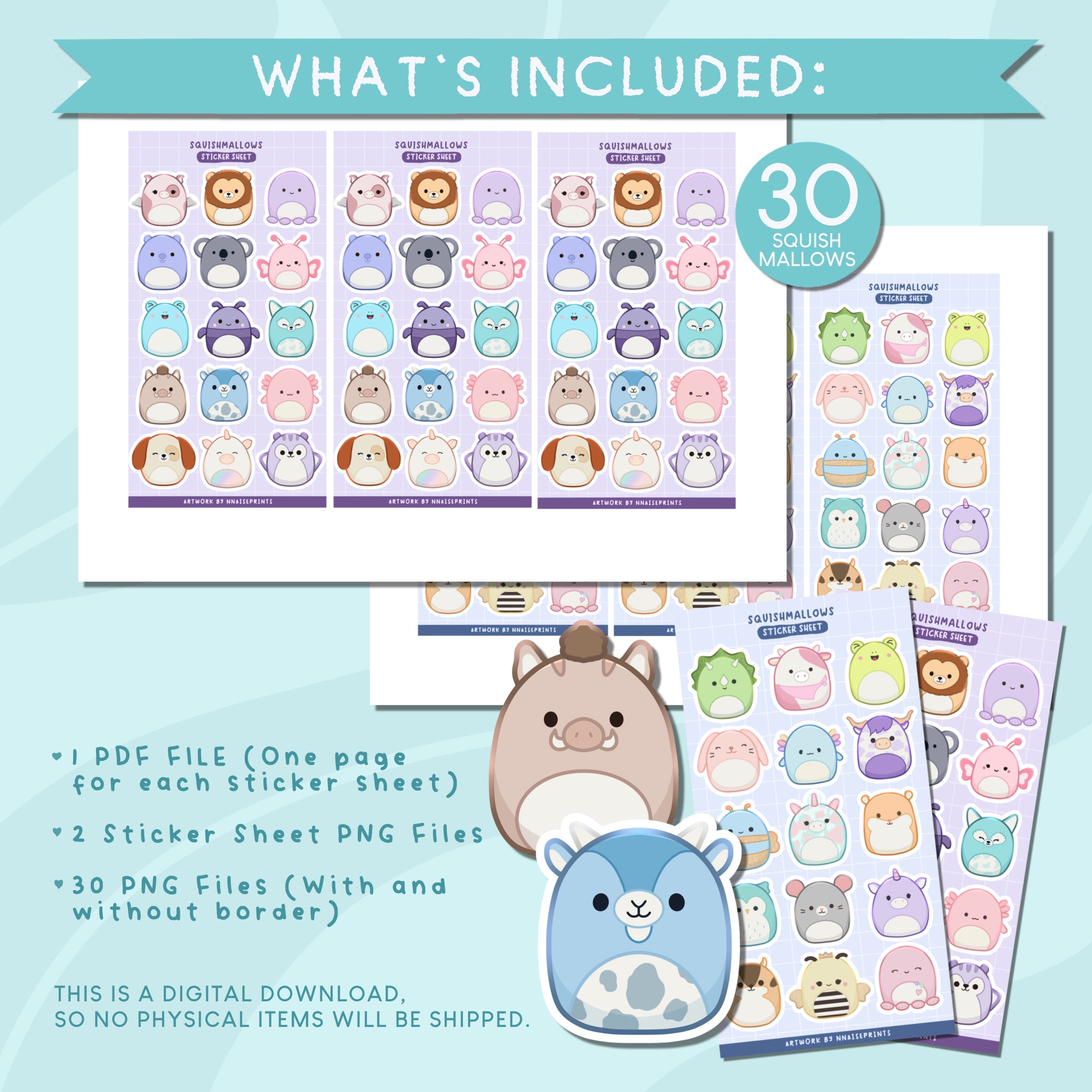 Squishmallows Stickers Bundle Printable Squishmallows Clip Art Bundle ...
