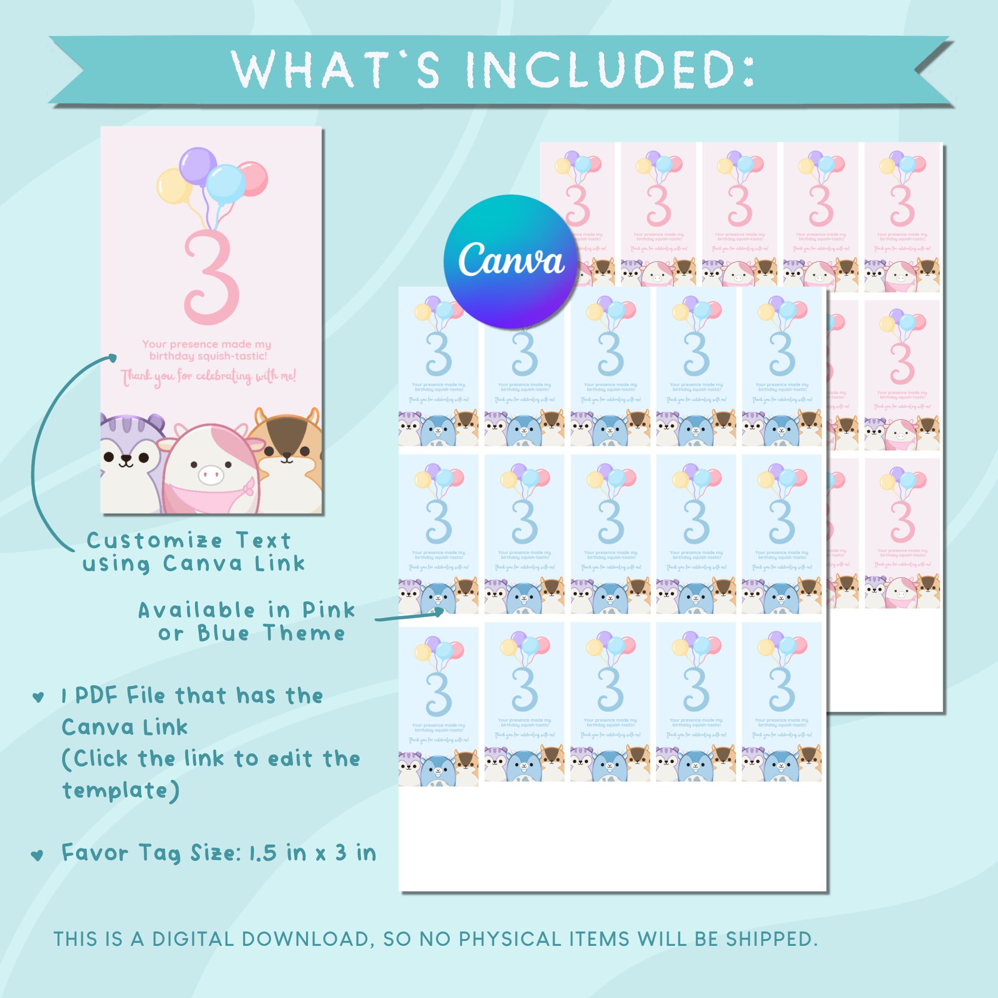 Squishmallows Party Favor Tag Printable Squishmallows Birthday Favor ...