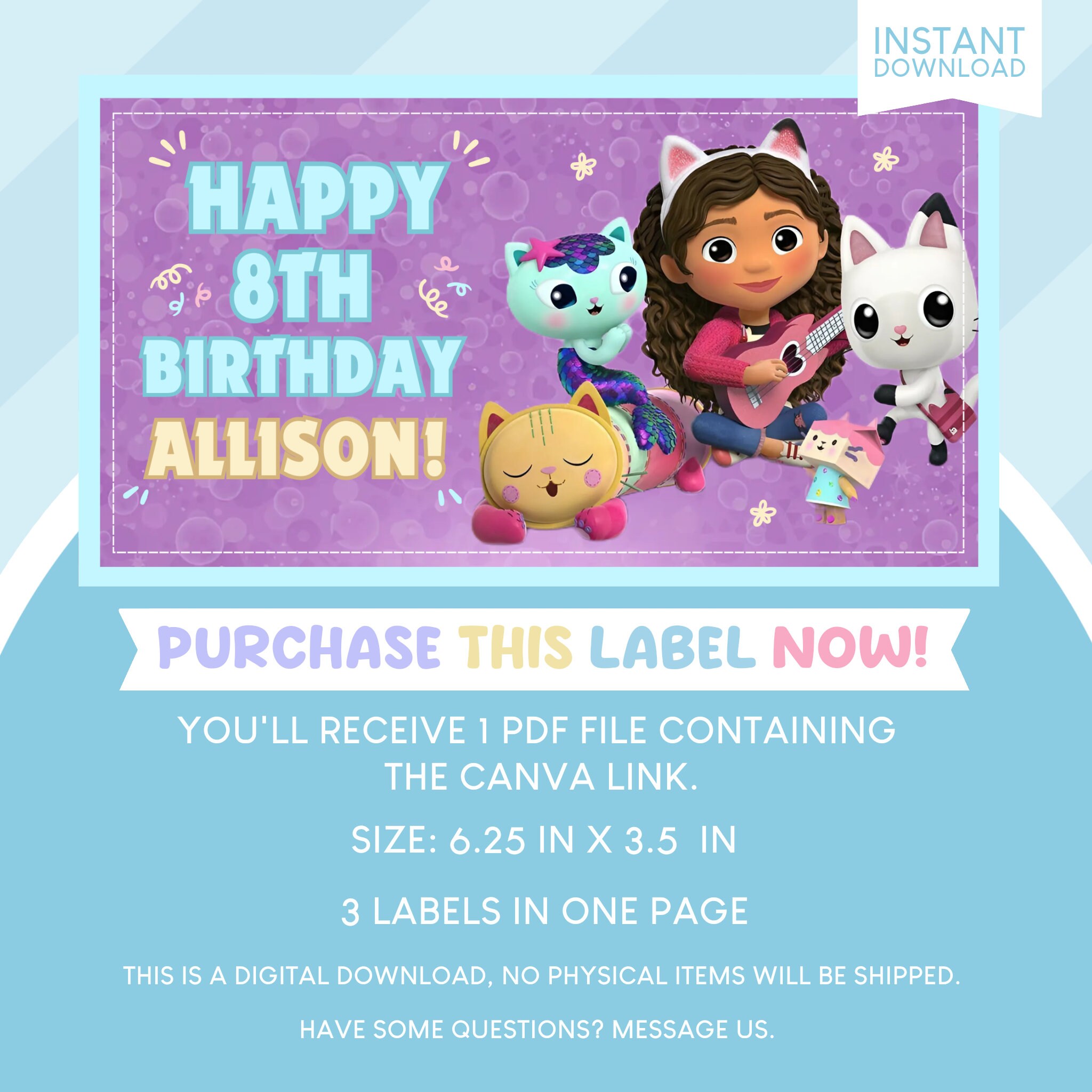 Gabby's House Gable Box Label Printable Dollhouse Puppies Birthday ...