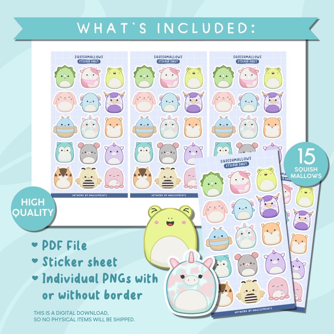 Squishmallows Sticker Set Printable Squishmallows PNG Digital ...