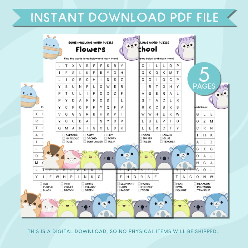 Squishmallows Word Puzzle Game Printable Squishmallows Word Puzzle ...