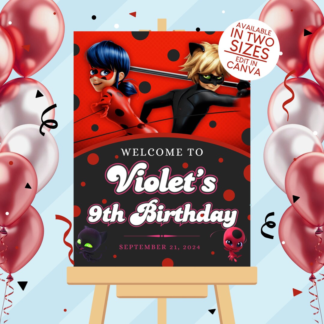 Ladybug and Friends Welcome Sign Editable Miracle Powers Birthday Party ...