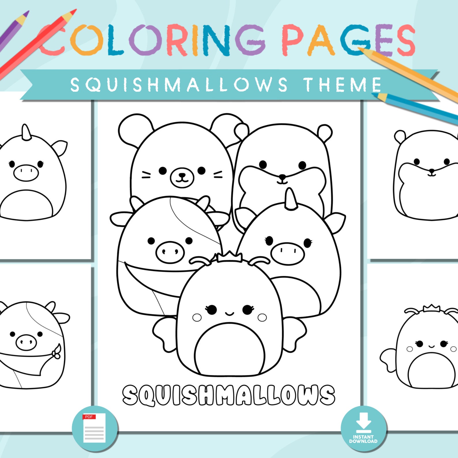 Printable Squishmallows Coloring Pages Kawaii Printable Kids Activity ...