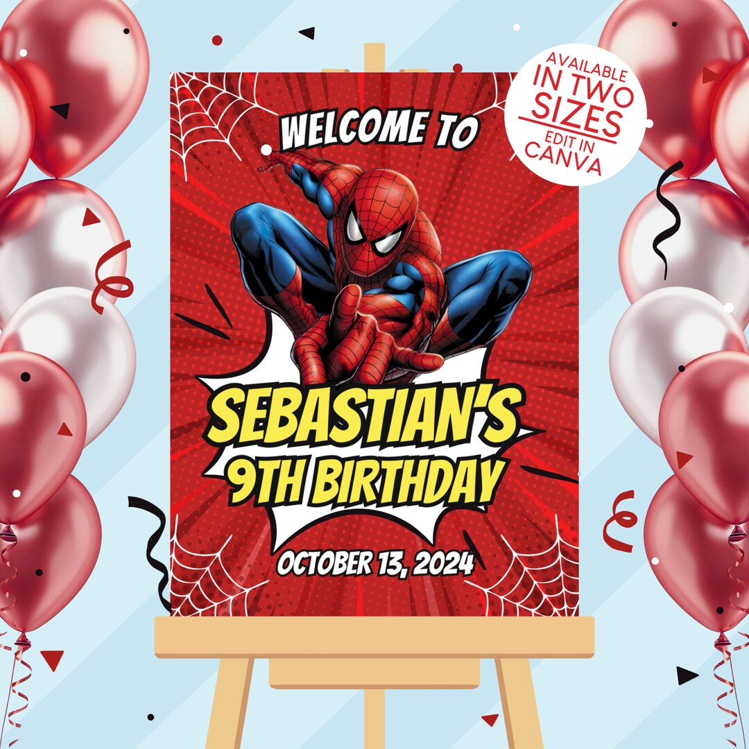 Spiderman Welcome Sign Editable Spider Powers Birthday Party Decor ...