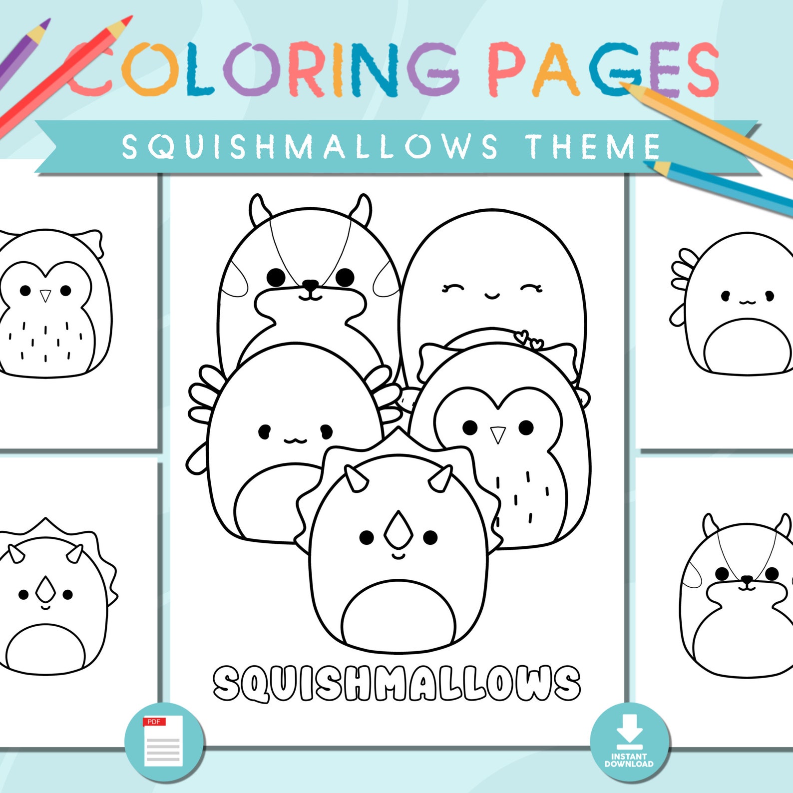 Printable Squishmallows Coloring Pages Kawaii Printable Kids Activity ...
