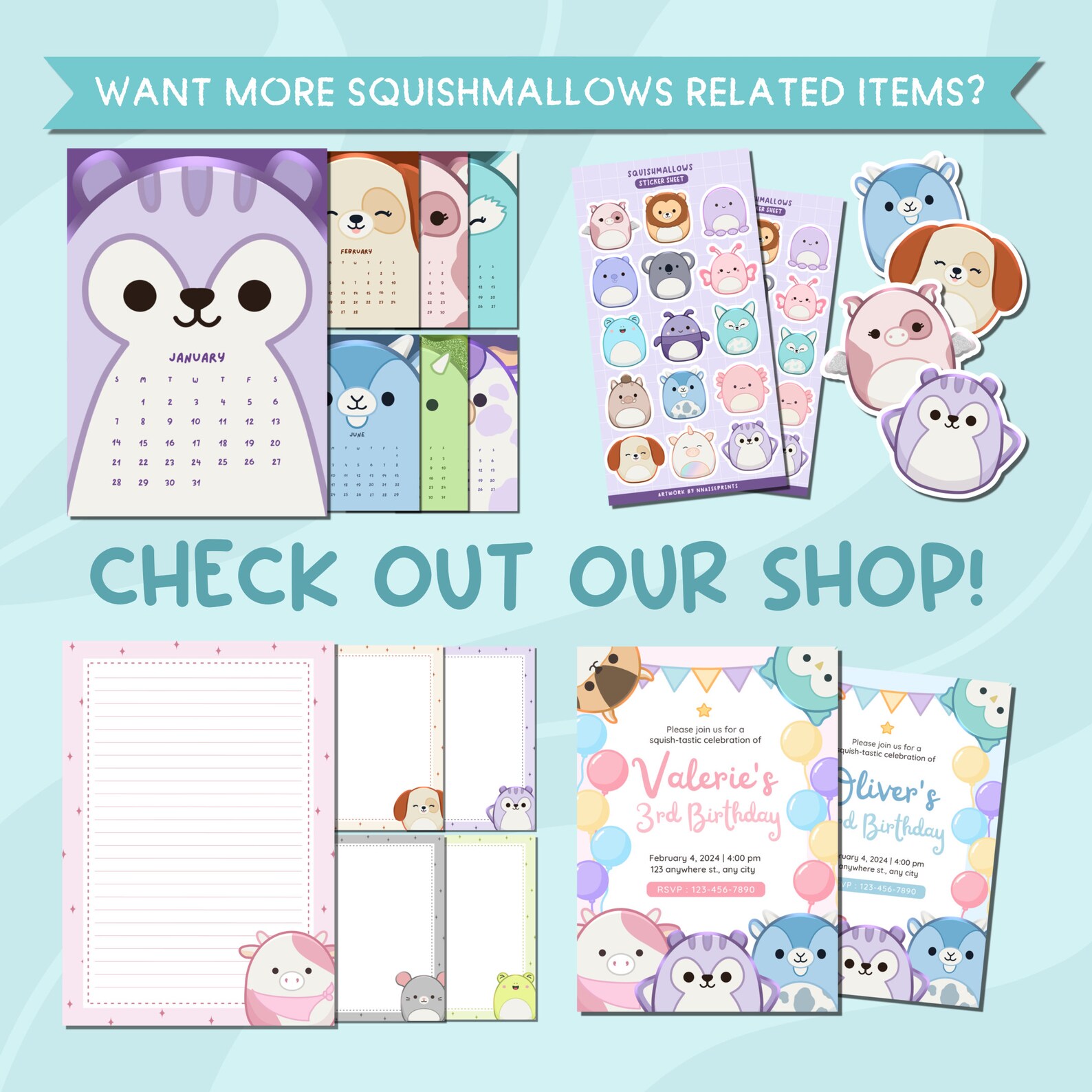 Squishmallows Gable Box Label Editable Template Squishmallows Birthday ...