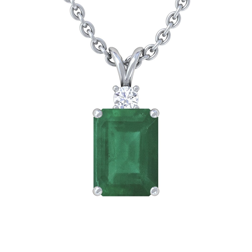 1.5ct Emerald Pendant Necklace, Natural Emerald Necklace for Women ...
