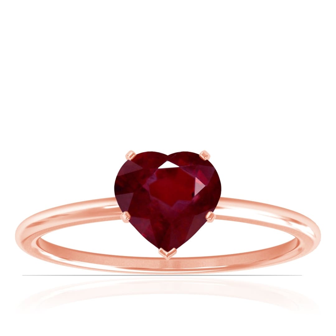 Heart Ruby Ring, Solitaire Heart Shape Ruby Gemstone Handmade Ring for ...