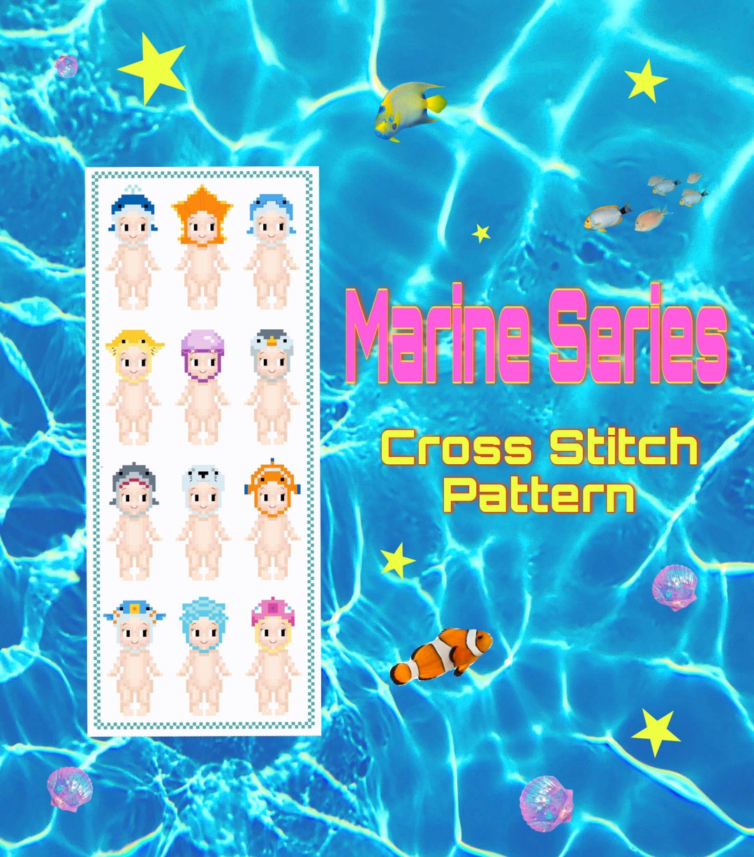 Marine Series Sonny Angel Inspired Cross Stitch Pattern - Aquatic Cross ...