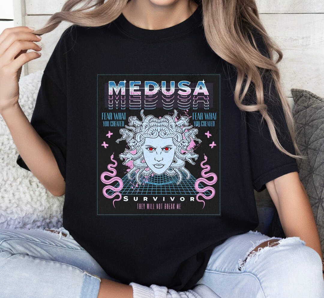 Medusa T-shirt, Medusa Statue Shirt, Streetwear, Pink and Blue, Medusa Accessories, Medusa ...
