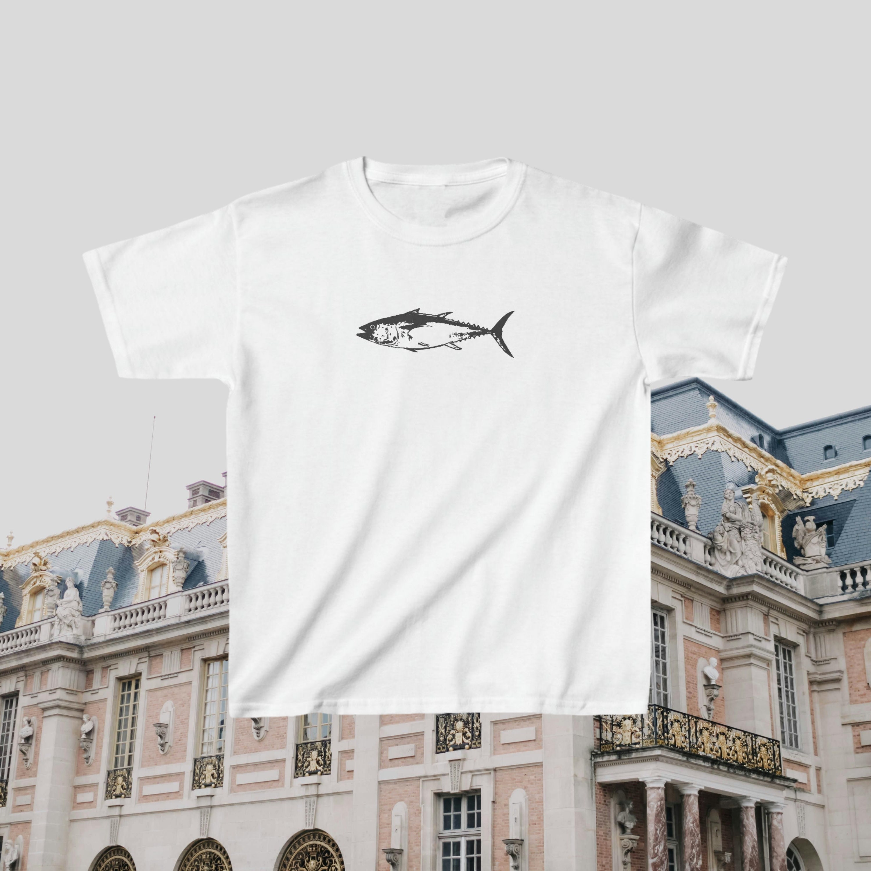 Tuna Fish Baby Tee, Y2k Baby Tee, 90s Crop Top, Mermaidcore, Downtown ...