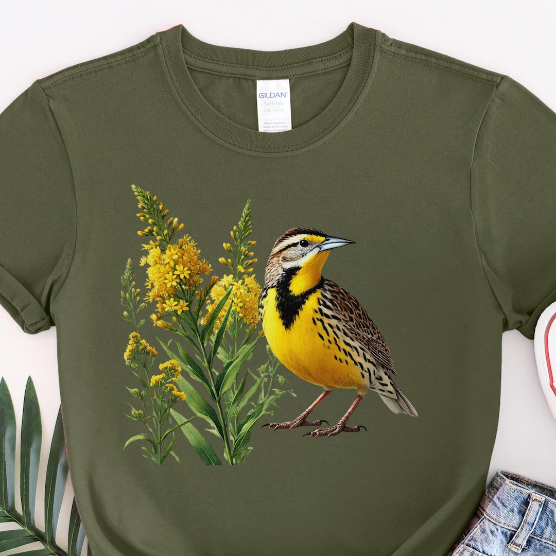 Nebraska State Bird and Flower T-shirt Western Meadowlark and Goldenrod ...