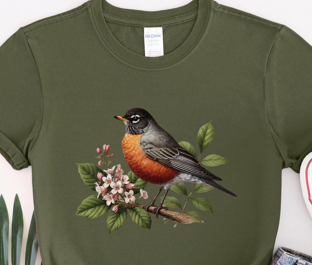 Connecticut State Bird and Flower T-shirt American Robin and Mountain ...