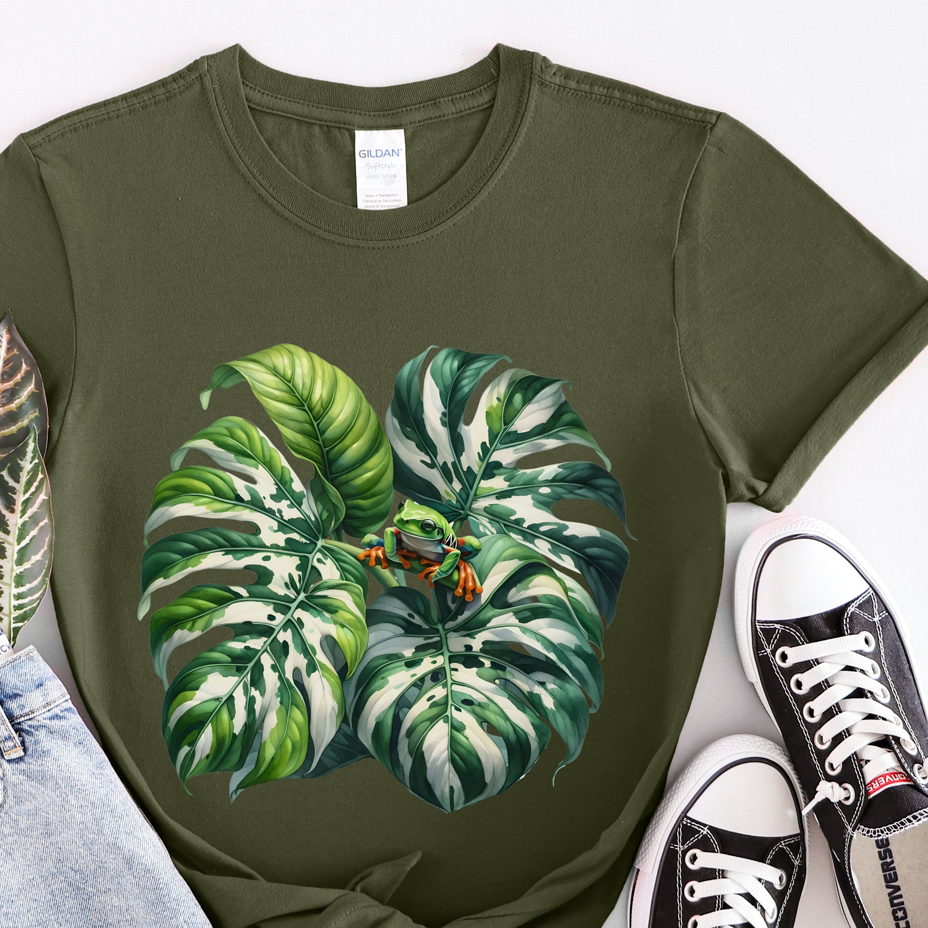 Variegated Monstera & Tree Frog T-shirt Tropical Plant Lover Shirt - Etsy