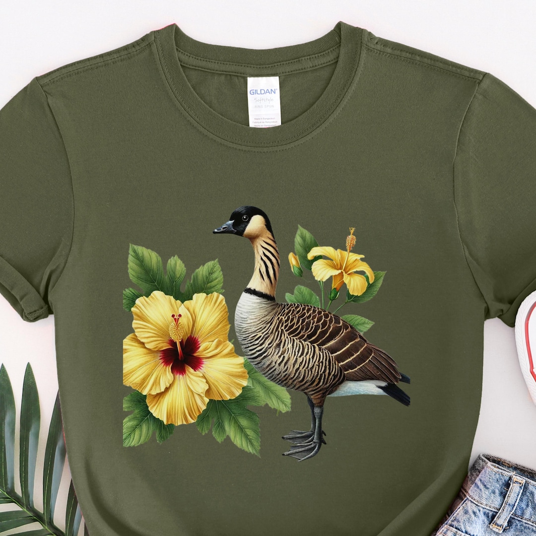 Hawaii State Bird and Flower T-shirt Nene and Yellow Hibiscus ...