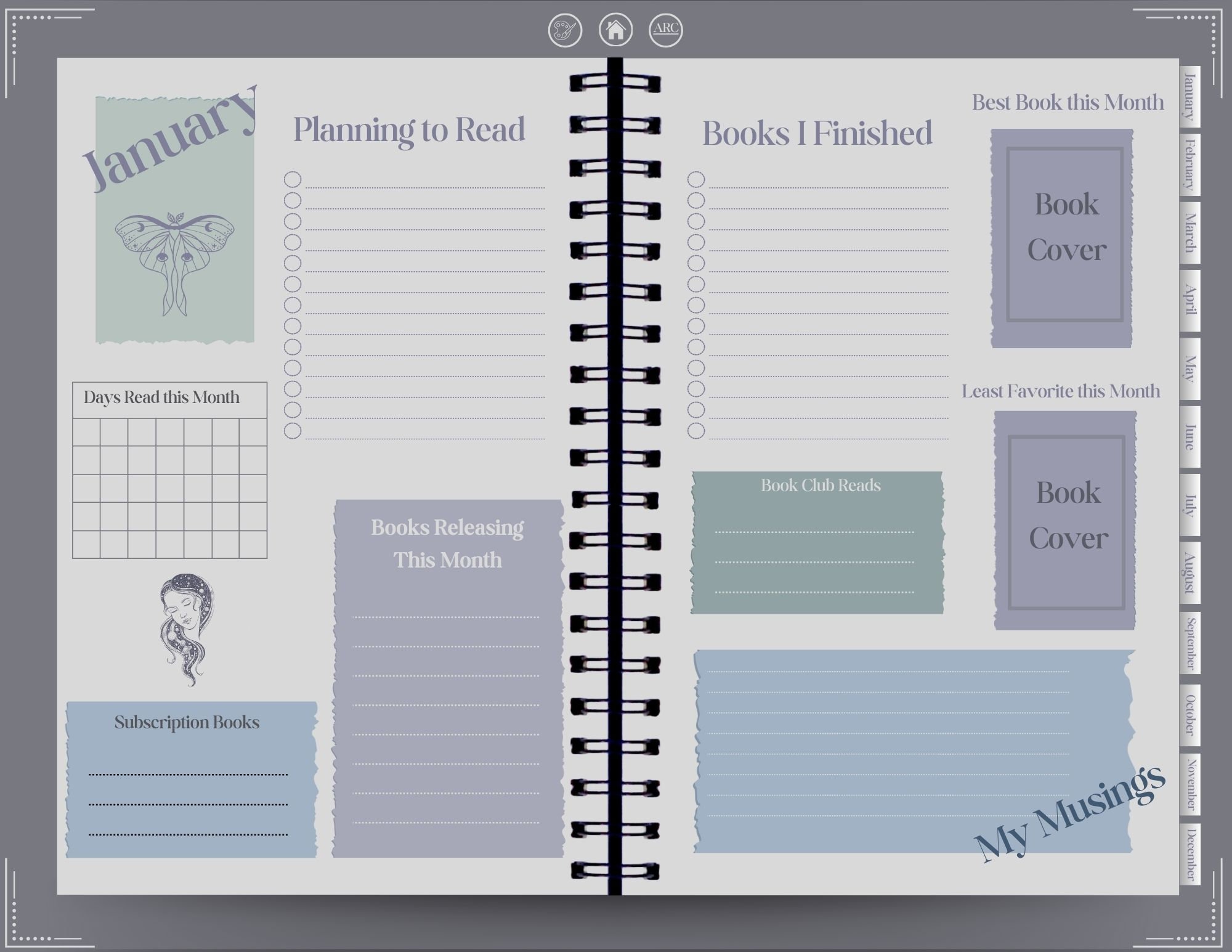 Fantasy Aesthetic Reading Journal.works With Goodnotes, ARC Management ...