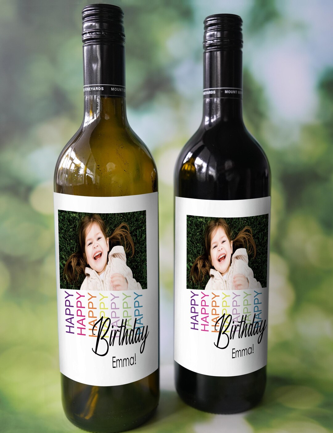 Custom Happy Birthday Wine Labels With Photo, Personalized Birthday ...