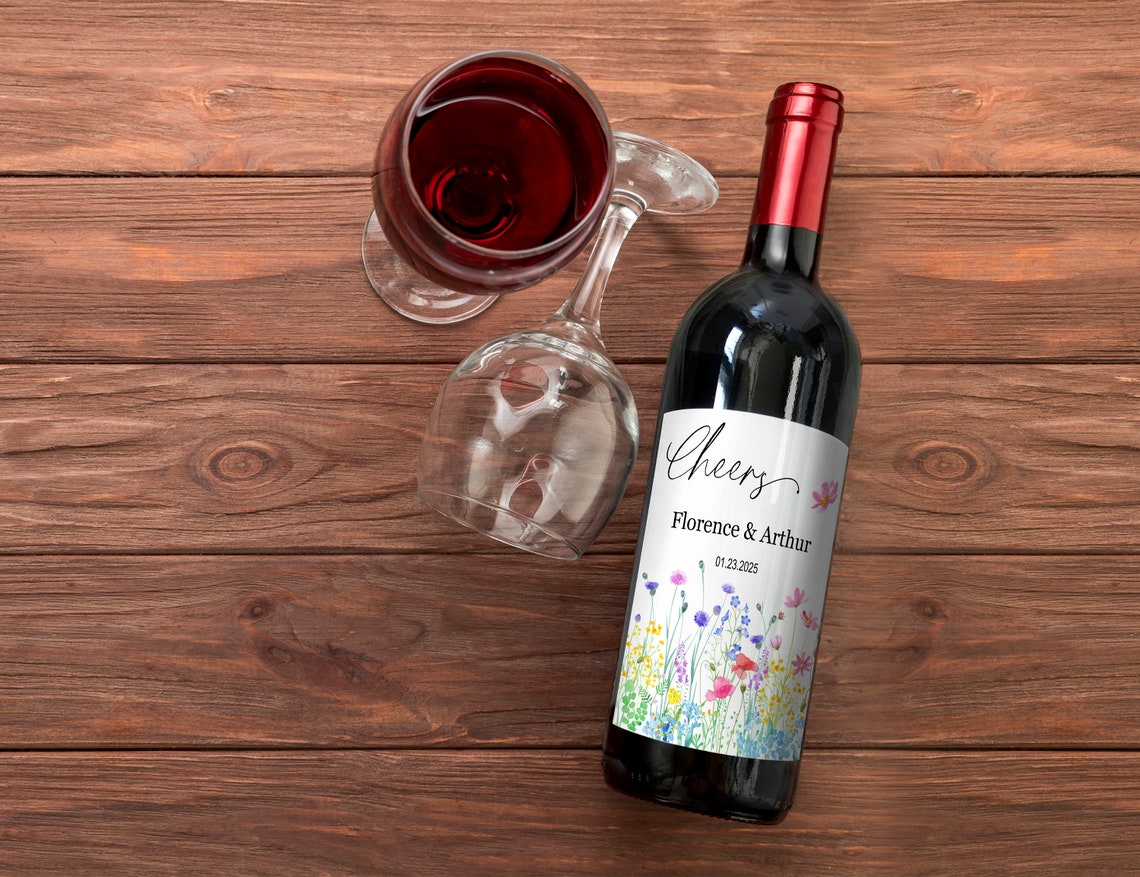 Engagement Wine Label, Wedding Wine Labels, Wedding Favor, Custom Names ...