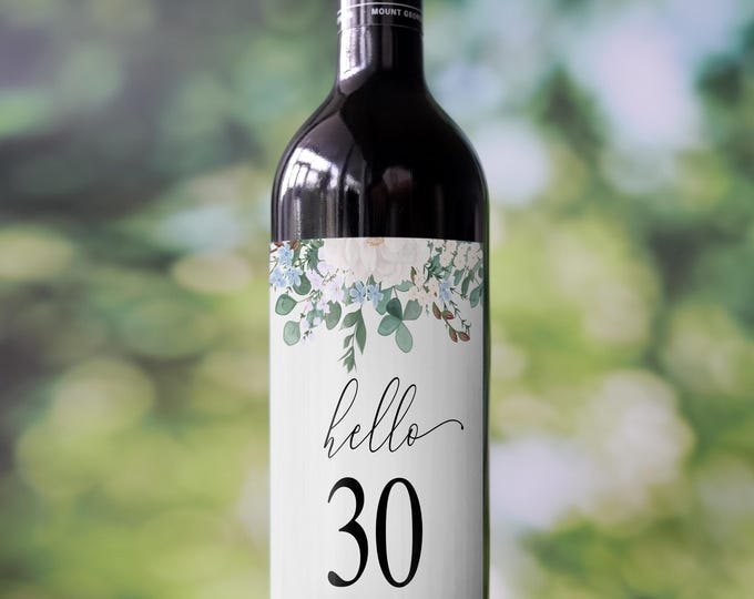 Printable Forty Label, 30th Birthday Wine Label, Heart Forty Wine ...
