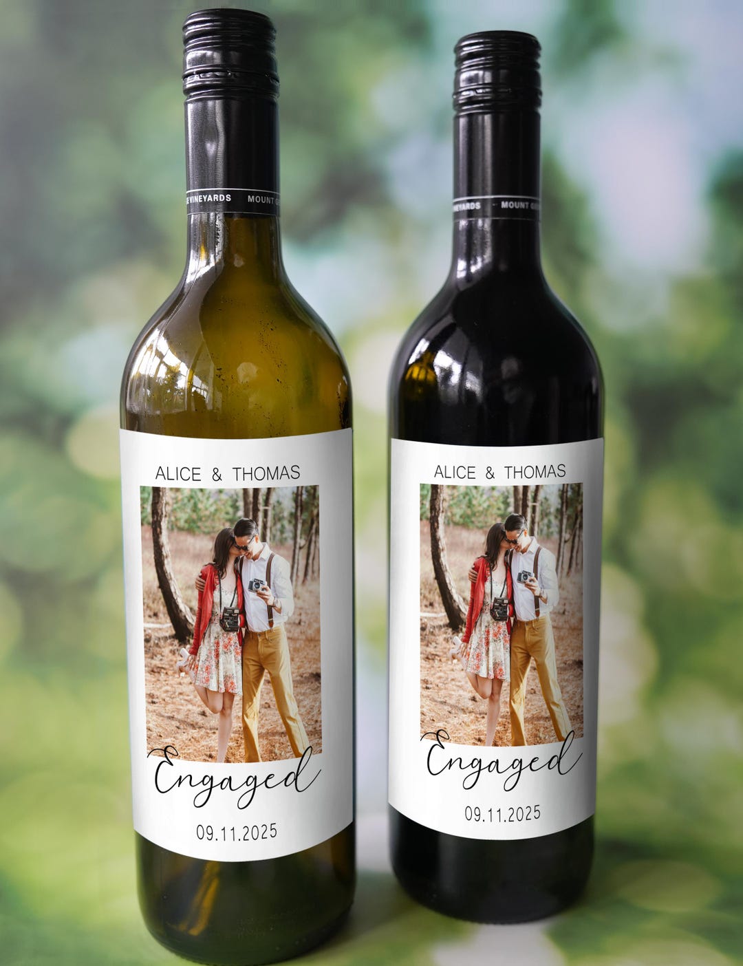 Photo Wedding Wine Label, Personalized Engagement Wine Label, Custom ...