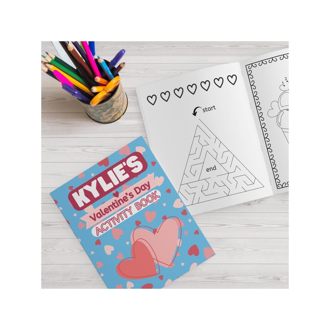 Valentine's Day Activity Book for Kids, Customized Name Book, Coloring ...