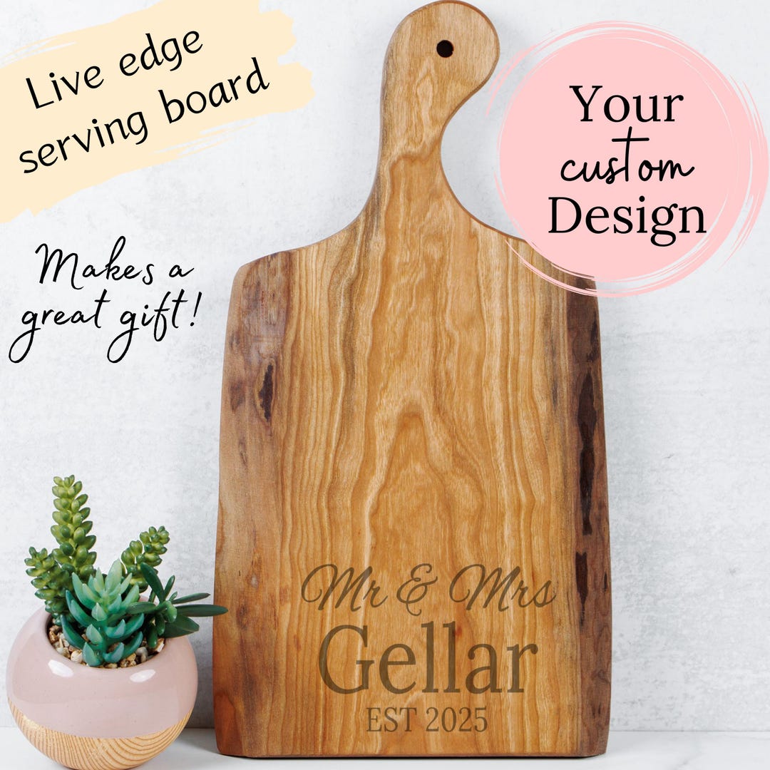Personalized Charcuterie Board, Live Edge Wood Board, Custom Serving Board, Anniversary, New ...